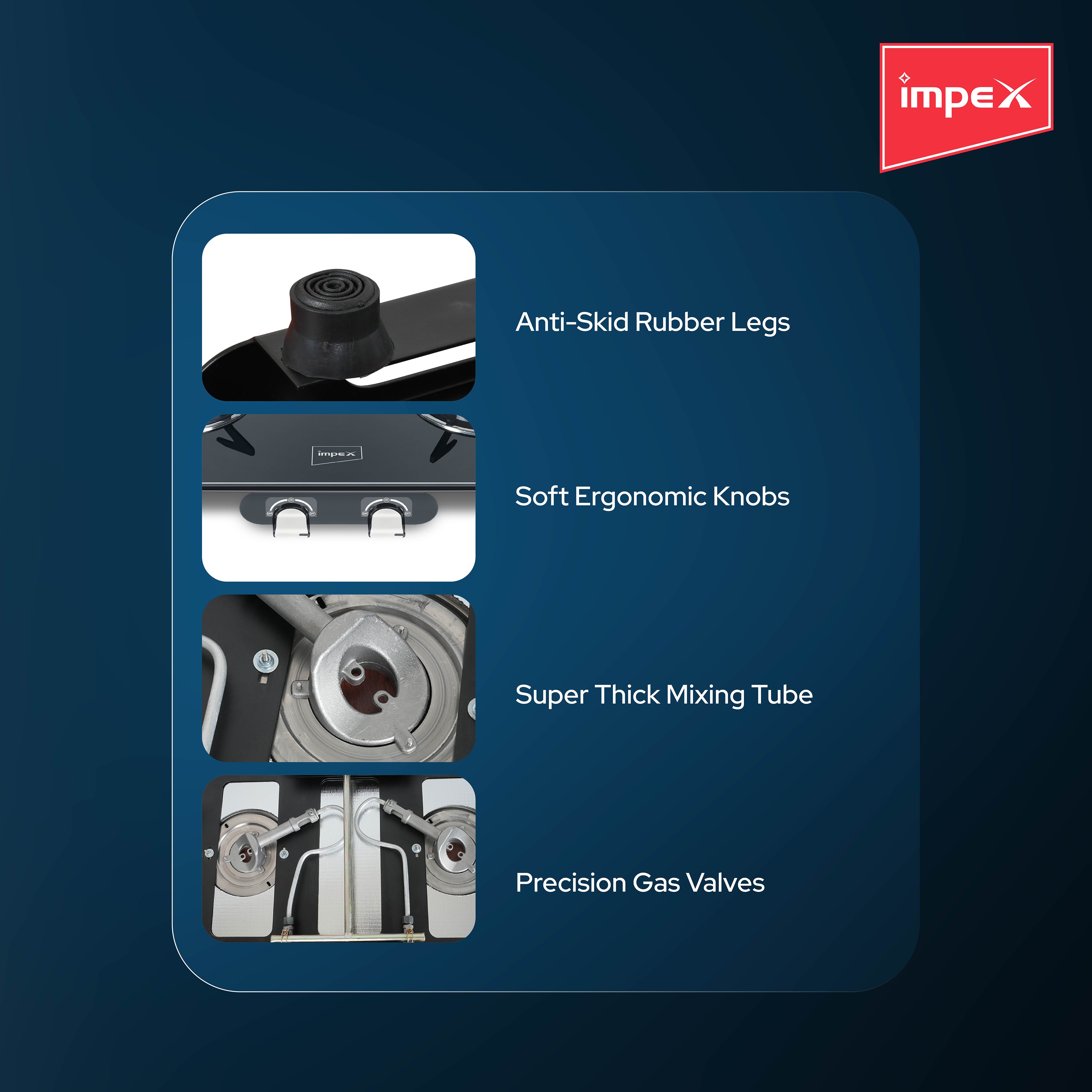 Impex AIRA 2B Frameless Glass top Gas Stove – Impex Webstore