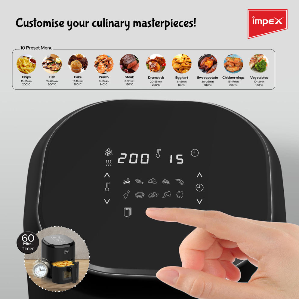 Impex Smart Fry DS45 Air Fryer 4.5 L, 1200 W | 90% Less Oil | Instant ...