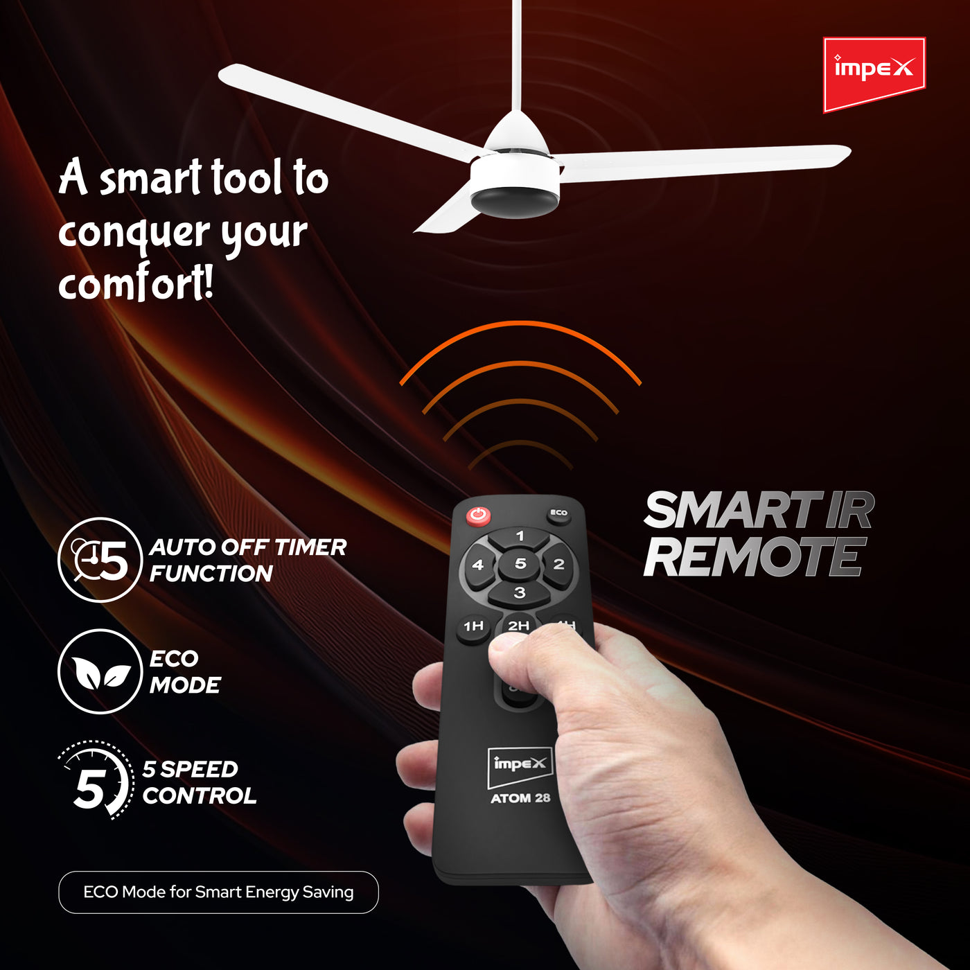 Impex BLDC Ceiling Fan ATOM 28 5 Star Rated Ceiling Fans for Home with ...