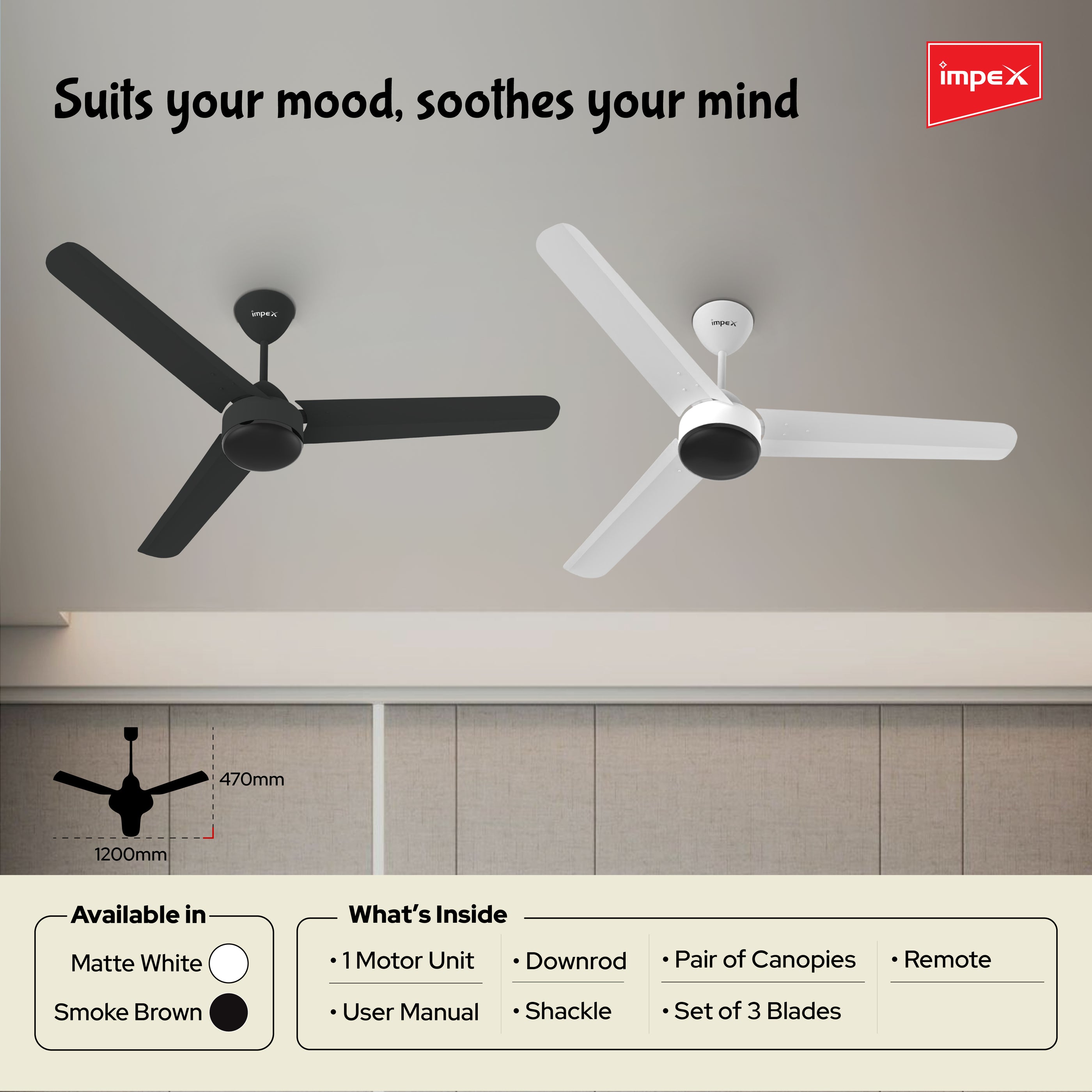 Impex BLDC Ceiling Fan ATOM 28 5 Star Rated Ceiling Fans for Home with ...