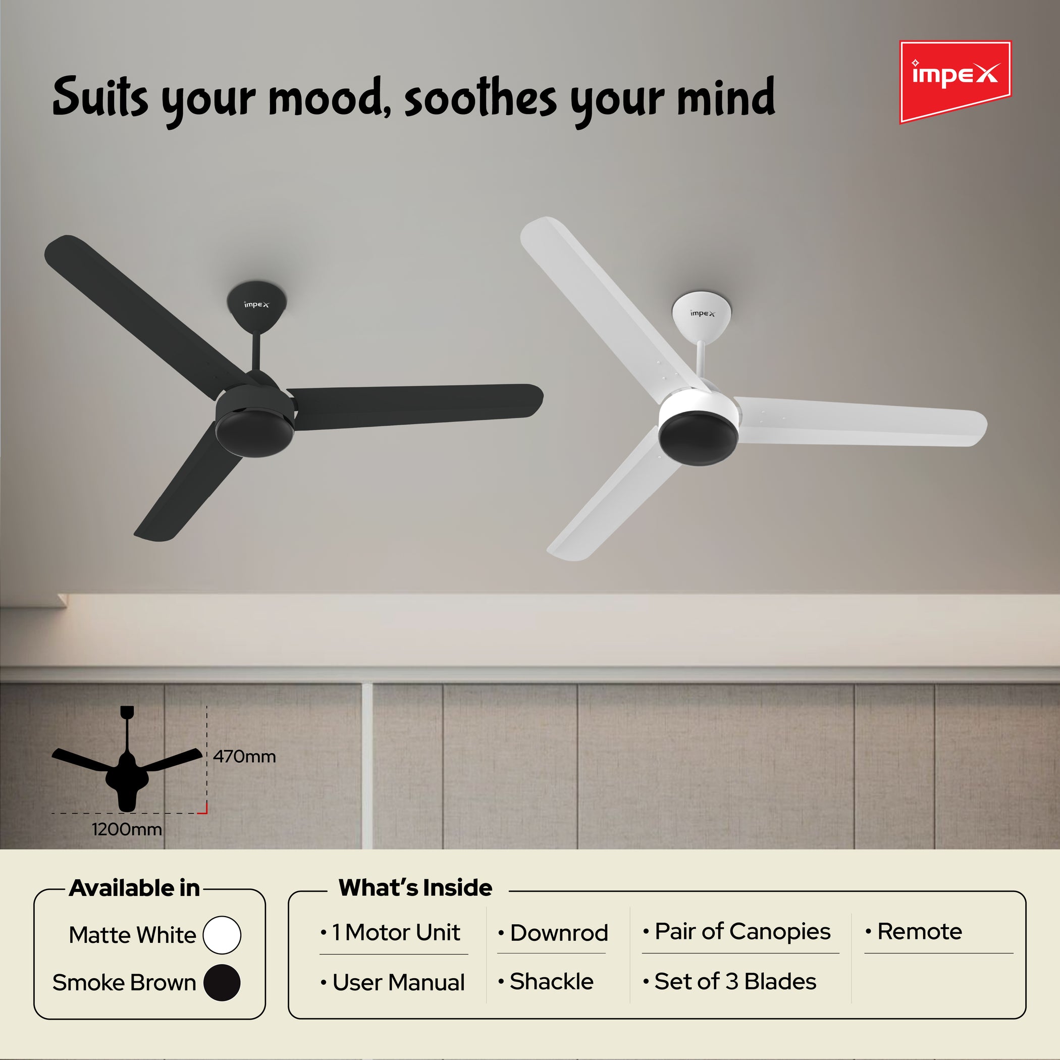 Impex BLDC Ceiling Fan ATOM 28 5 Star Rated Ceiling Fans for Home with ...