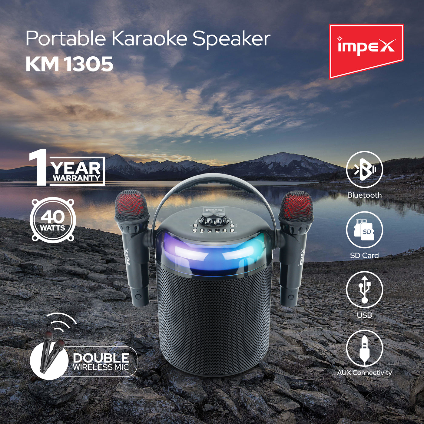 Impex Portable karaoke speaker (KM 1305) — Impex Webstore