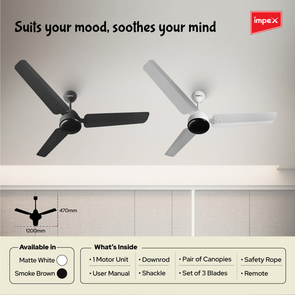 Impex BLDC Ceiling Fan ATOM 28 5 Star Rated Ceiling Fans for Home with ...